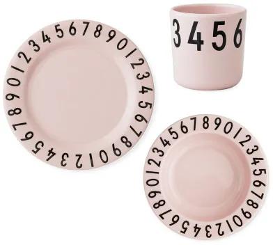 Dětská jídelní sada Numbers růžová – set 3 ks Design Letters