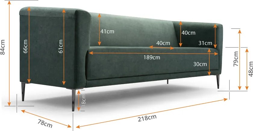 IDZ Pohovka DOLTONE III, 218 cm Barva látky: Smaragdově zelená (Vena 04)