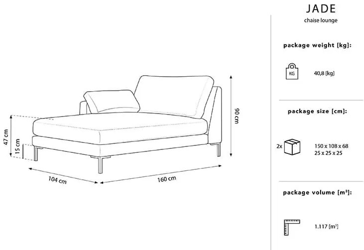 Lenoška jade levá 160 cm samet žlutá MUZZA