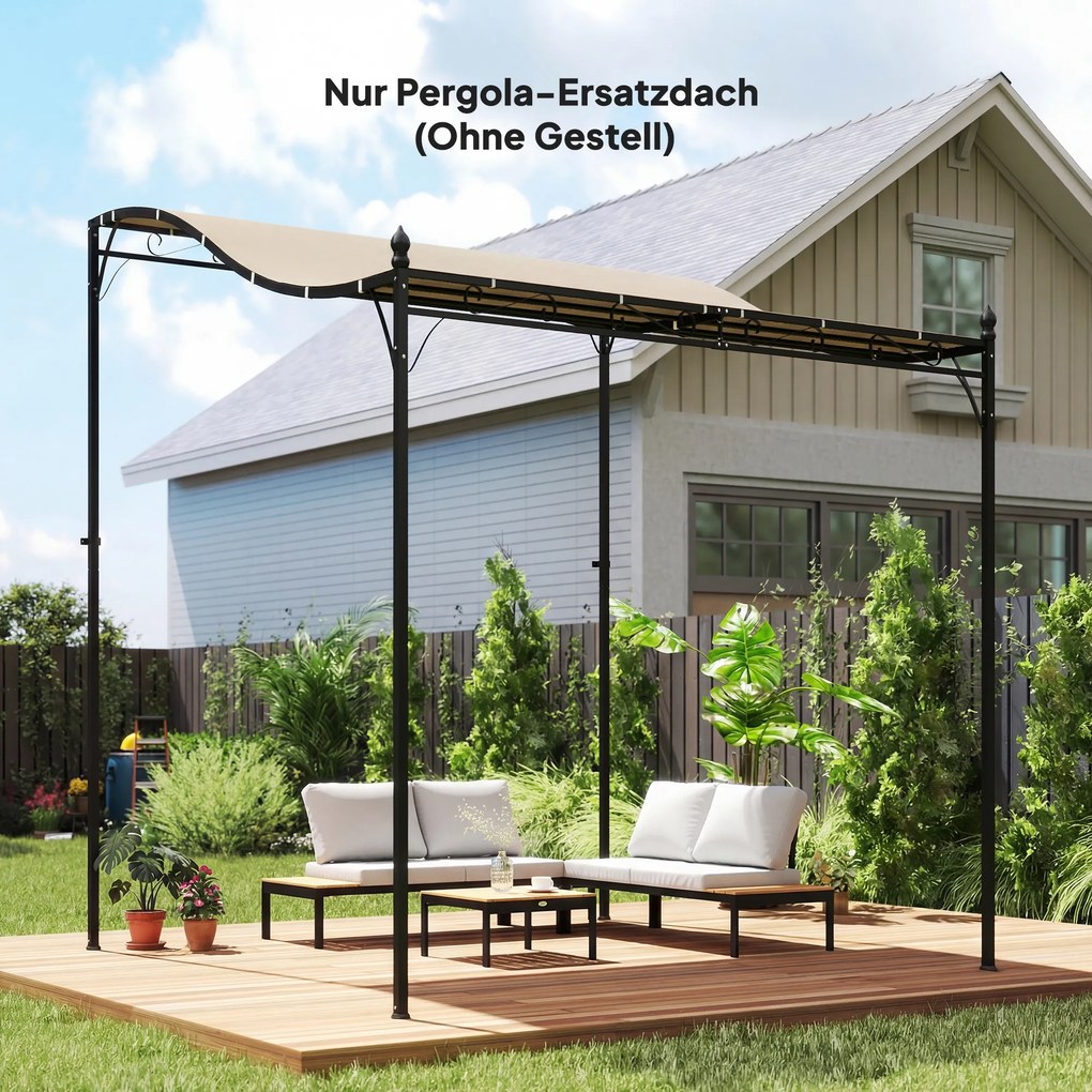 Outsunny náhradní střecha na pergolu, 298 × 293 cm – sluneční clona pro pergolu 3 × 3 m, krémově bílá