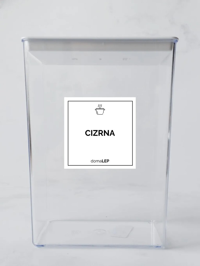 CIZRNA – bílá samolepka na dózu, tučné písmo, 5 × 5 cm | DomaLEP