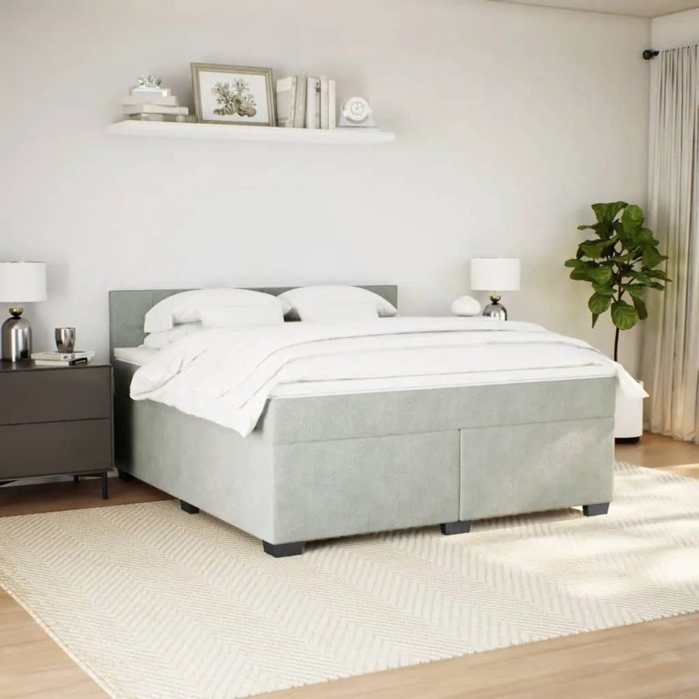 Box spring postel s matrací světle šedá 180x200 cm samet 3288678