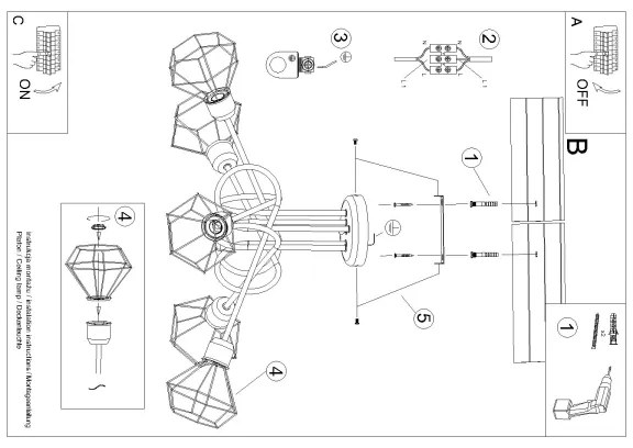 Sollux SL.1110 - Lustr na tyči ARTEMIS 5xE14/40W/230V černá