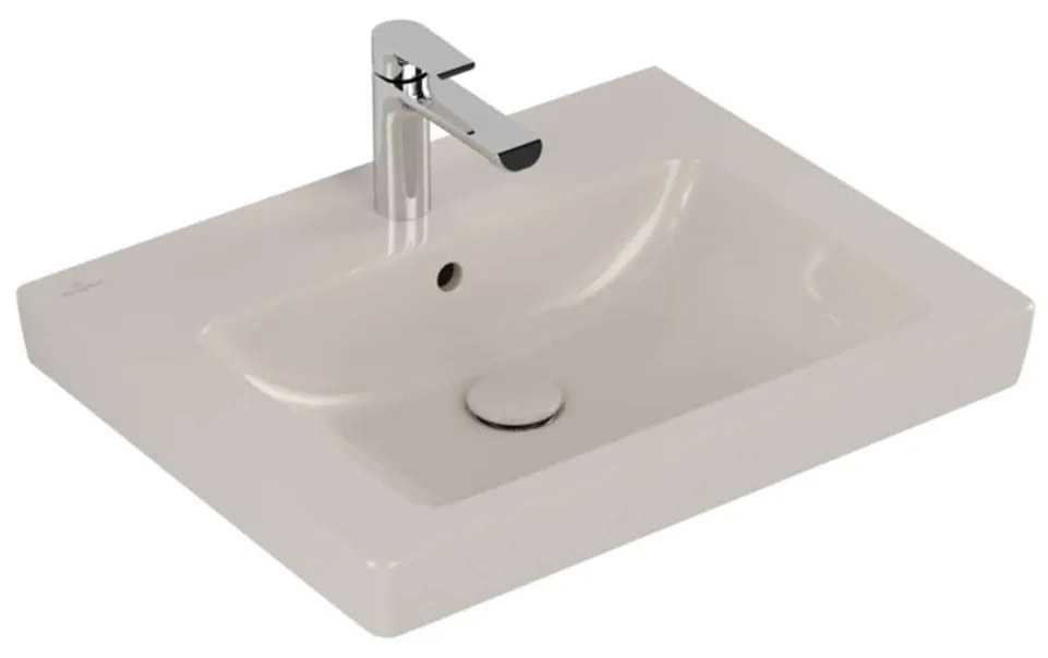 Villeroy & Boch Subway 2.0 - Umyvadlo s přepadem, 60x47 cm, s Ceramicplus, pergamon 711360R3