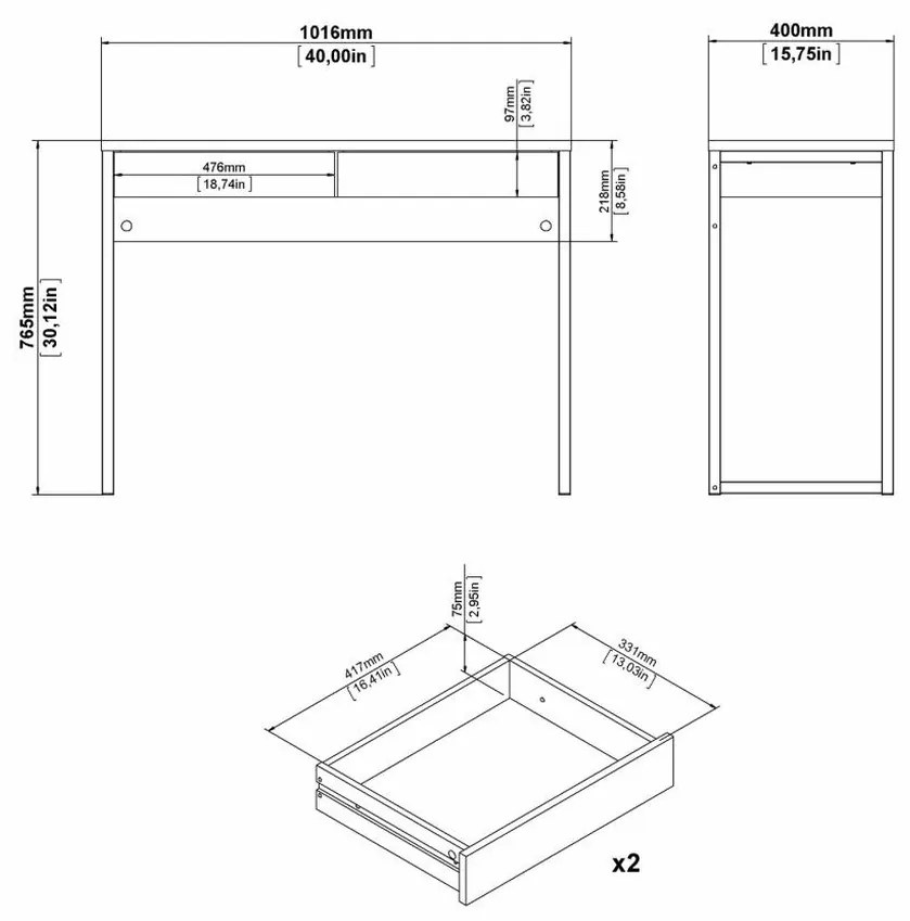 Psací stůl Felix White, bílý lesk