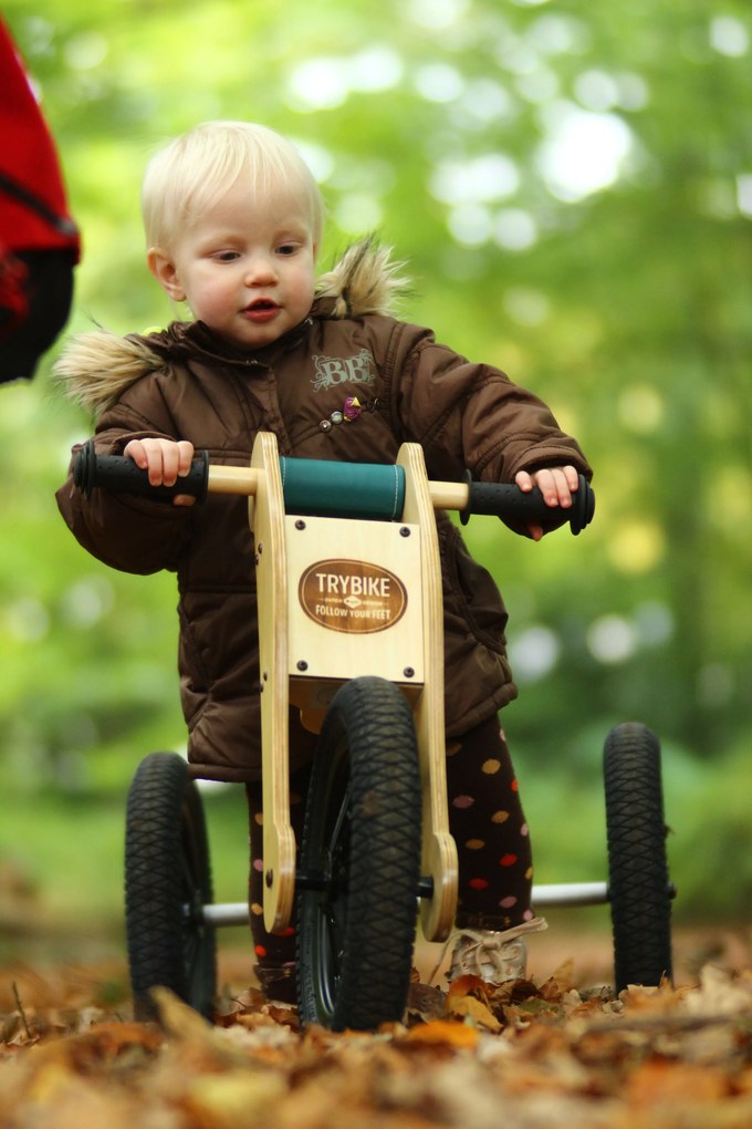 TRYBIKE dřevěné odrážedlo/tříkolka  4v1 RŮŽOVÁ