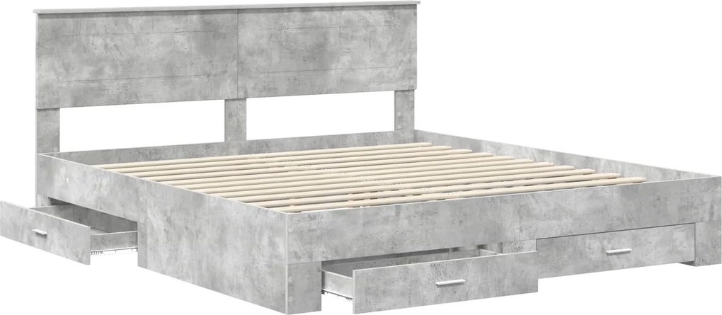 Rám postele s čelo Betonově šedá 180 x 200 cm Kompozitní dřevo 3408232