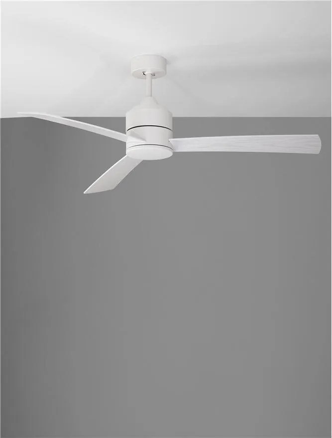 NV 9952355 Stropní ventilátor AXEL bílý hliník a listy dub - NOVA LUCE