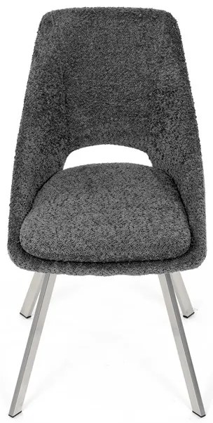 Autronic Elegantní šedá jídelní židle RINA s broušenými kovovými nohami (vzorek z prodejny)