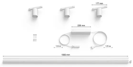 Philips-SADA 3xLED RGB Stmívatelné svítidlo do lištového systému Hue LED RGB/15,6W/230V