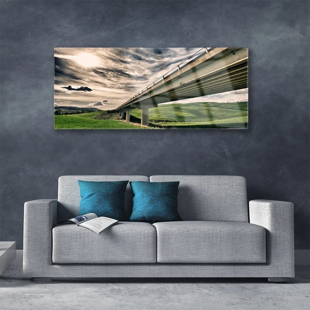 akrylový obraz Dálnice Most Údolí 125x50 cm