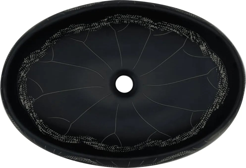 Umyvadlo na desku černé oválné 59 x 40 x 15 cm keramika 155082