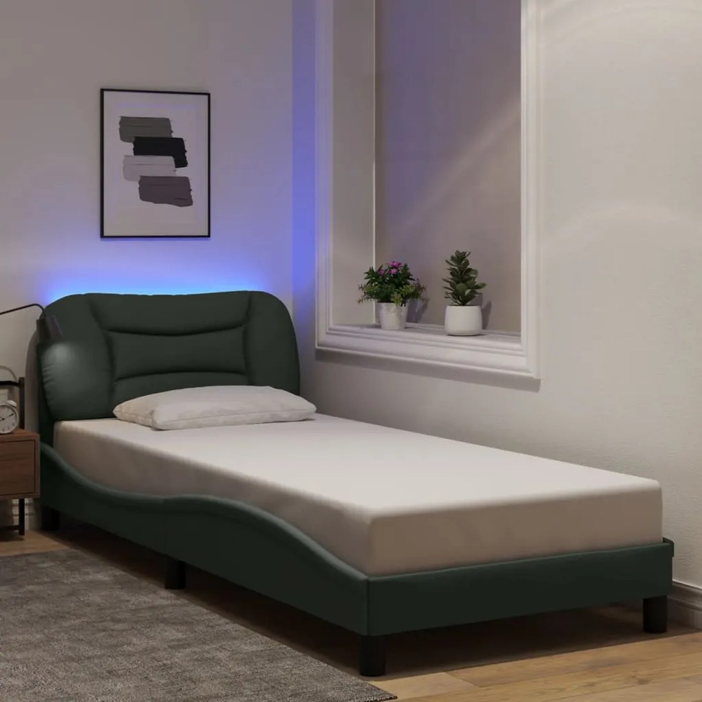 Rám postele s LED bez matrace Hvar Tmavě šedá 90x190 cm Látka 3213670