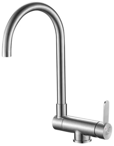Laveo Bona, kuchyňská baterie stojící h-395, ušlechtilá ocel, LAV-BAB_268L