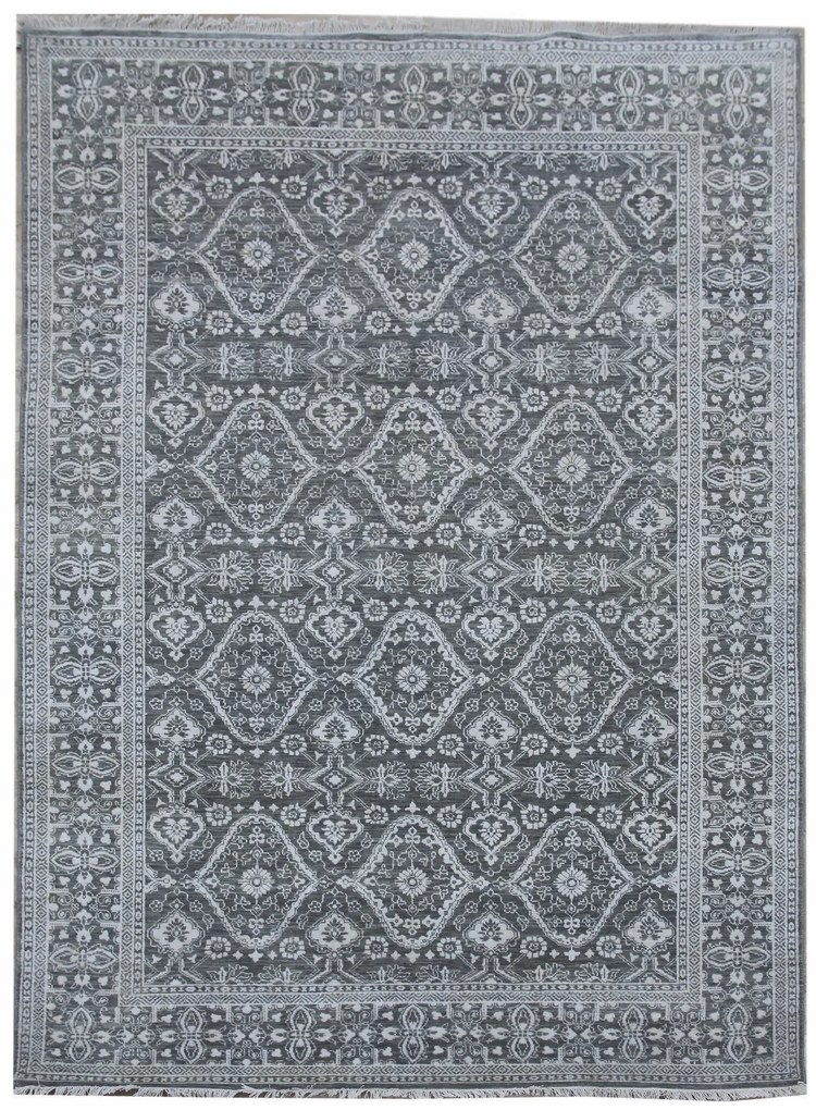 Diamond Carpets India, Ručně vázaný kusový koberec Diamond DC-HALI B Grey/silver, 275x365, šedá, chodba / předsíň