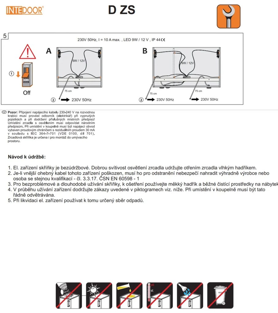 INTEDOOR zrcadlová skříňka s LED osvětlením D ZS 80 Varianta: 25 Dub Gladstone tabákový