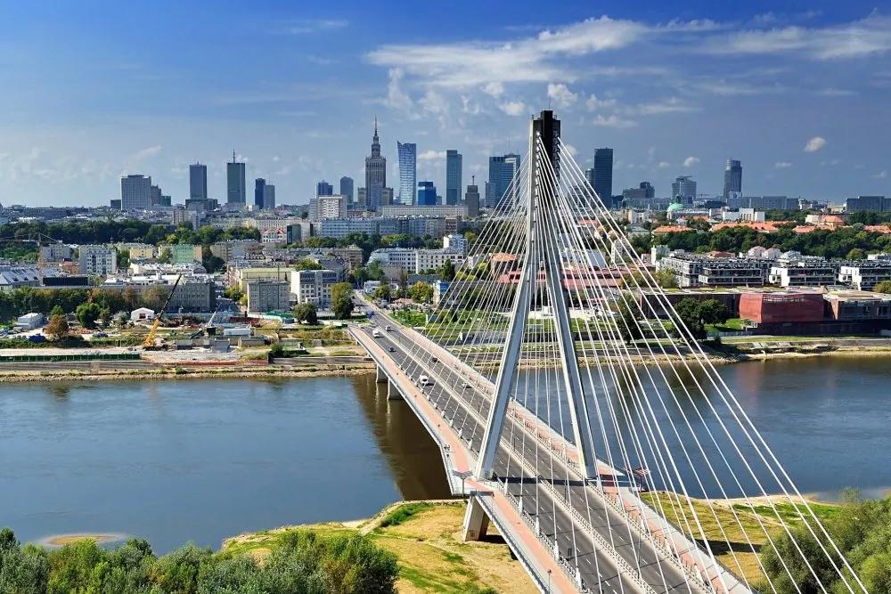 Vícedílný obraz Most S Varšavským Panoramatem V Pozadí Nedostatek Nedostatek Plátno Canvas 150x100