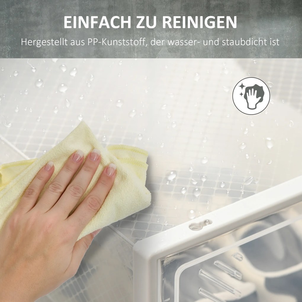 HOMCOM Botník DIY zásuvný s 8 přihrádkami, obdélníkový botník, plast, průhledný, 25x35x19cm| Aosom