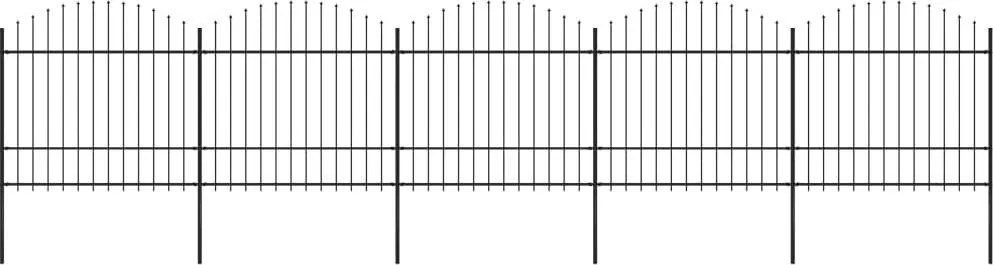 vidaXL Zahradní plot s hroty ocel (1,5–1,75) x 8,5 m černý [277743]