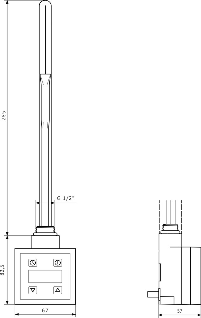 Sapho KTX 200 W  topná tyč s termostatem černá mat KTX-B-200
