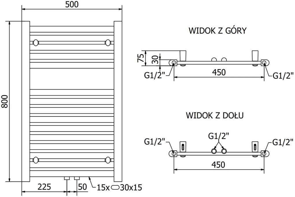 Mexen Hades, elektrické topné těleso 800 x 500 mm, 600 W, černá, W104-0800-500-2600-70