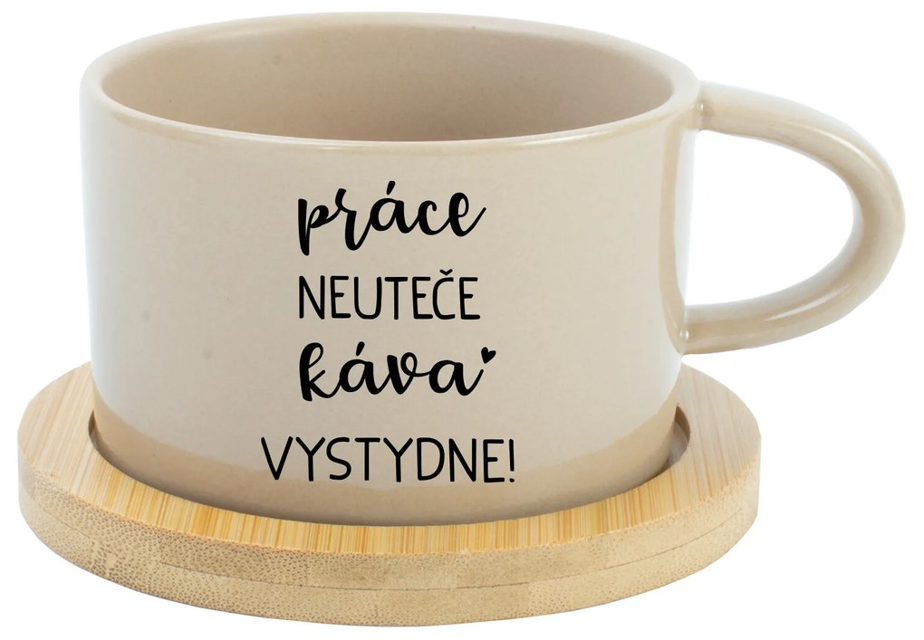 PRÁCE NEUTEČE, KÁVA VYSTYDNE! - krémový hrníček makronka 200 ml