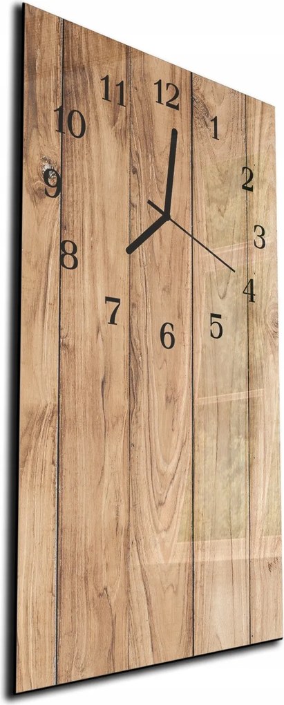 moderní skleněné hodiny tiché 60 x 30 cm, dřevo