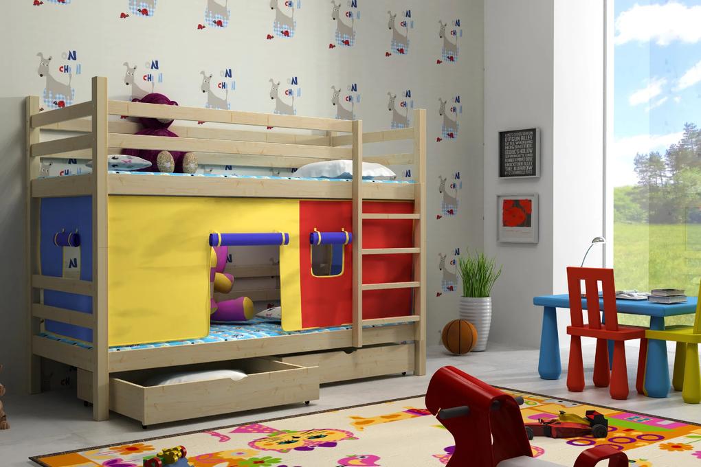 Patrová postel SANDRA vč. roštů, úložných prostor a matrací Rozměr: 200 cm x 90 cm, Povrchová úprava: netransparentní barva bílá