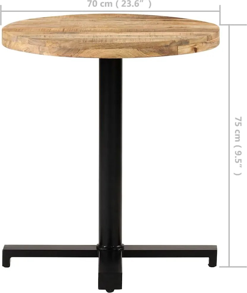 Bistro stůl kulatý Ø 70 x 75 cm hrubé mangovníkové dřevo 320267