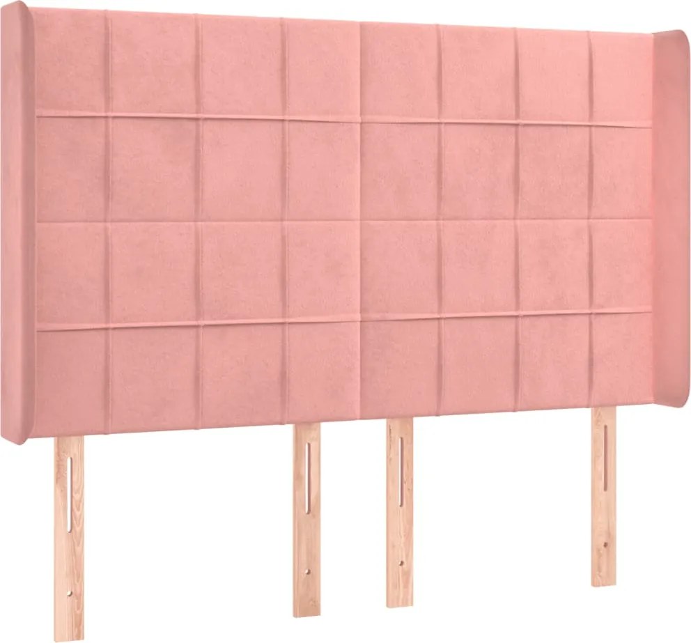 Box spring postel s matrací a LED růžová 140x200 cm samet 3139570