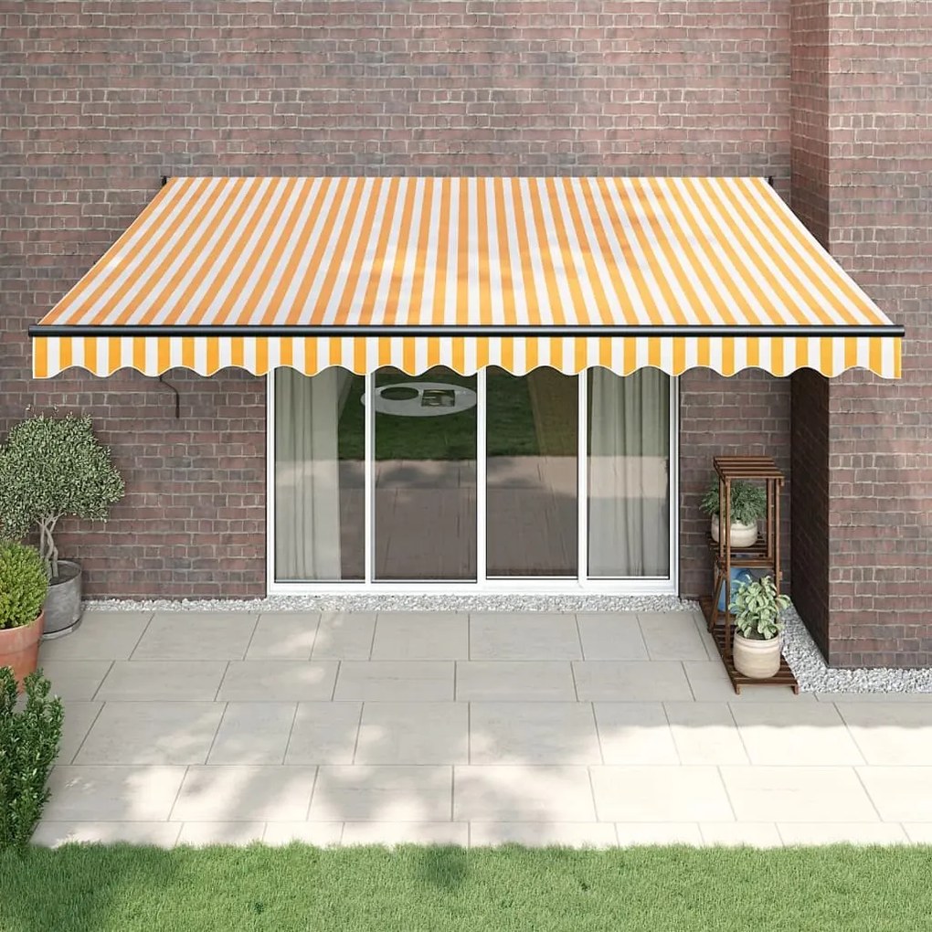 vidaXL Zatahovací markýza antracitová a bílá 4,5 x 3 m textil a hliník [3215701] Barva: žlutá a bílá (antracitový rám)