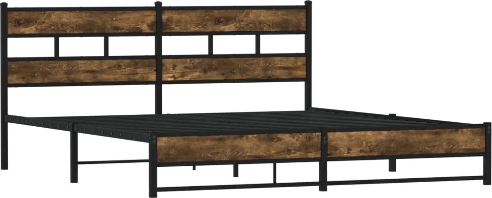 Kovový rám postele bez matrace kouřový dub 193 x 203 cm 3308488