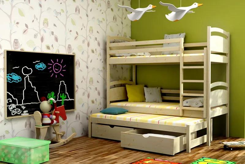 Patrová postel s přistýlkou DENISA vč. roštů, úložných prostor a matrací Rozměr: 180 cm x 80 cm, Povrchová úprava: netransparentní barva bílá