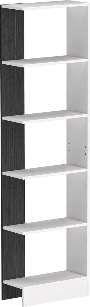 HOMCOM moderní prostorově úsporná knihovna s 5 policemi z dřeva 45x21x170 cm, bílá a černá