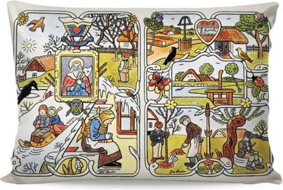 Povlak na polštářek JOSEF LADA Čtyři roční období 33 x 50 cm