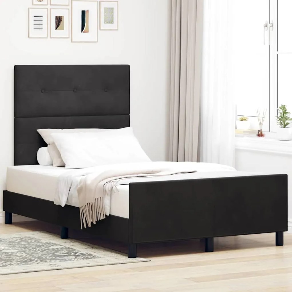 Postel s boxspringem s čelo Černá 120 x 200 cm samet 3344935