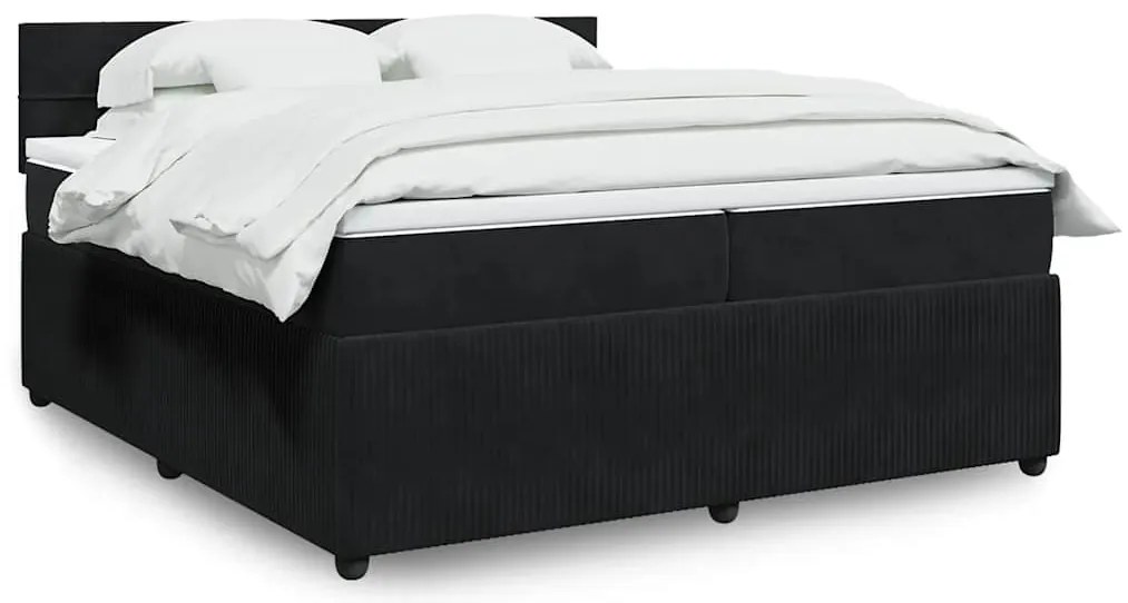 Box spring postel s matrací černá 200x200 cm samet 3287832