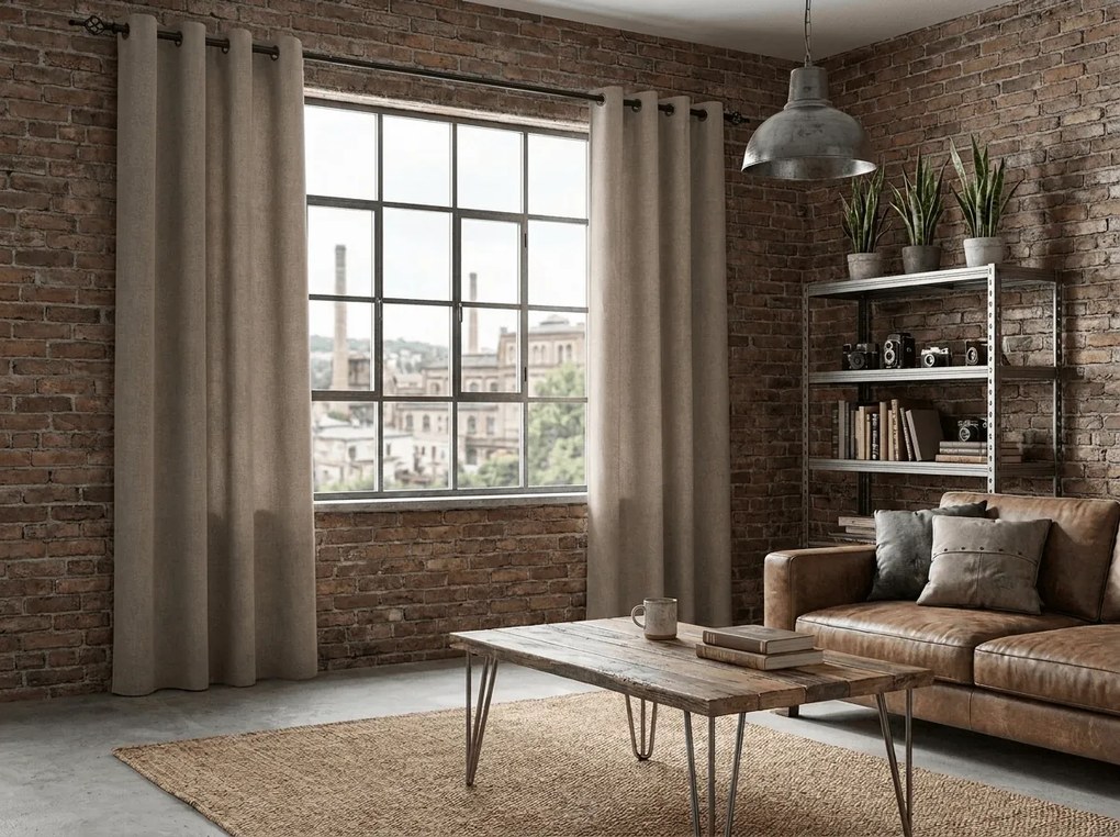 Závěs TAVIO 140x250 cm, světle béžový Zavěšení: Řasící páska