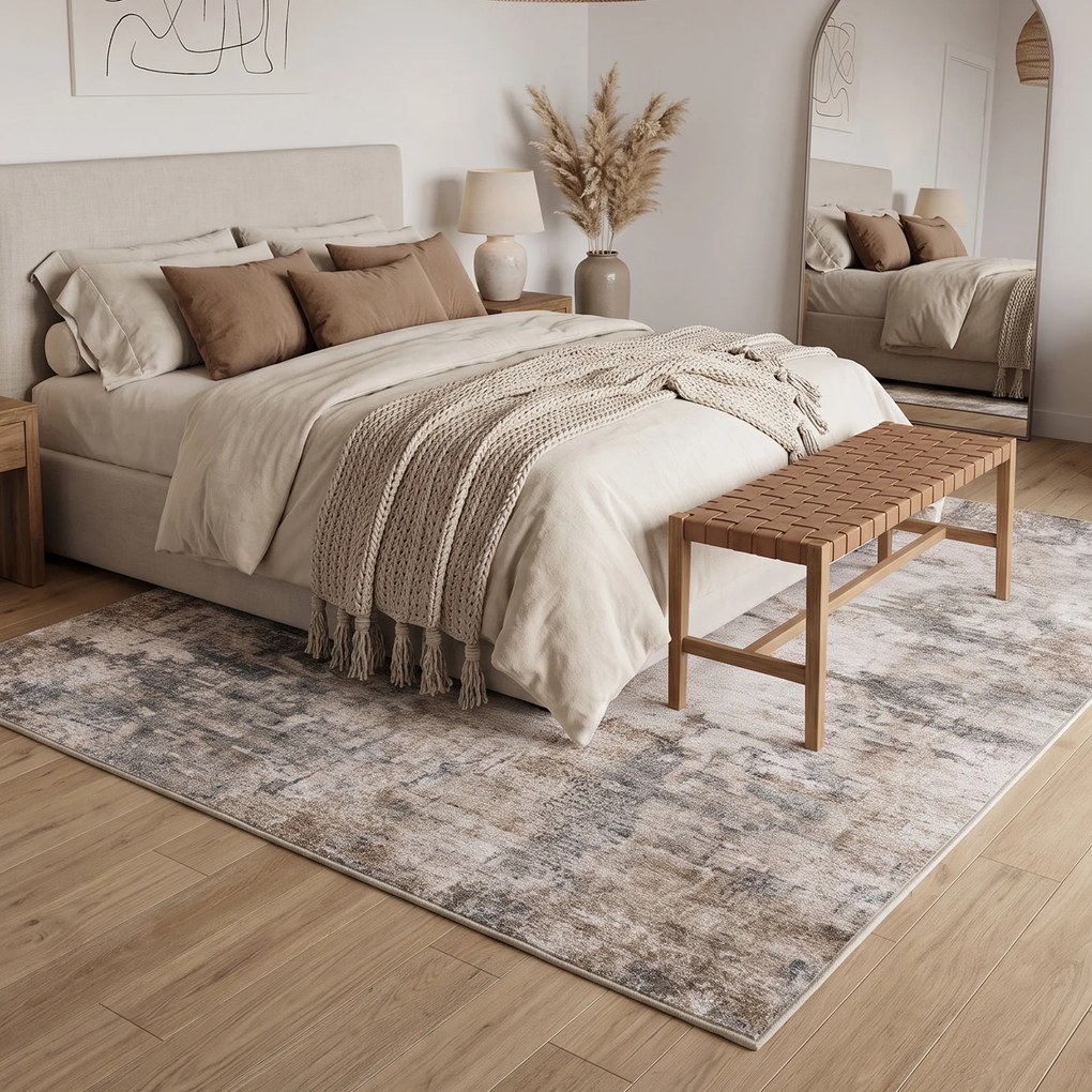 HOMCOM omyvatelný koberec s abstraktním vzorem, 230 × 160 cm, hnědá