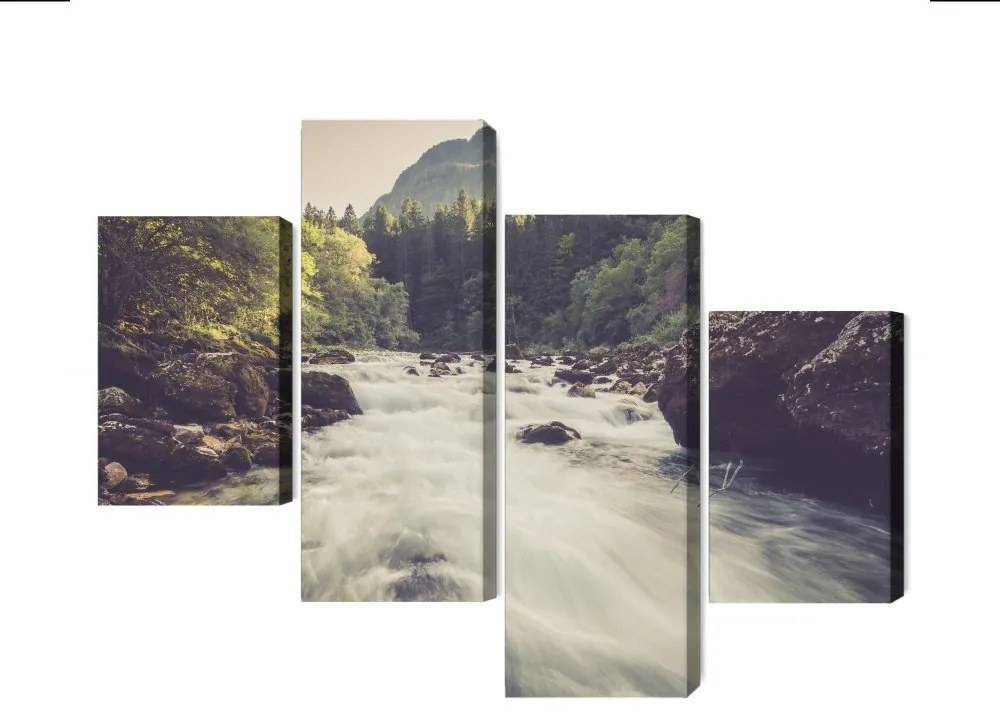 Vícedílný obraz Horská Řeka V Lese Nedostatek Nedostatek Plátno Canvas 80x50