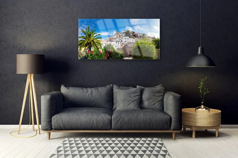 Obraz na skle Město Palma Krajina 140x70 cm