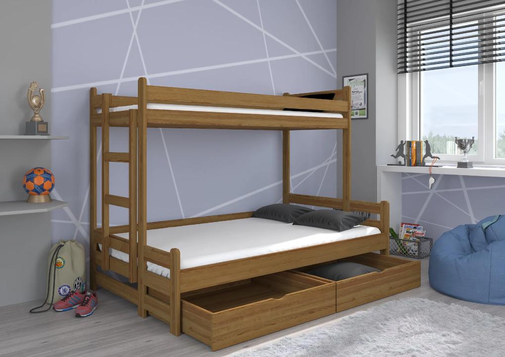 Patrová postel BENITO s nebesy Hlavní barva: Grafit, Obsahuje matraci: Ano