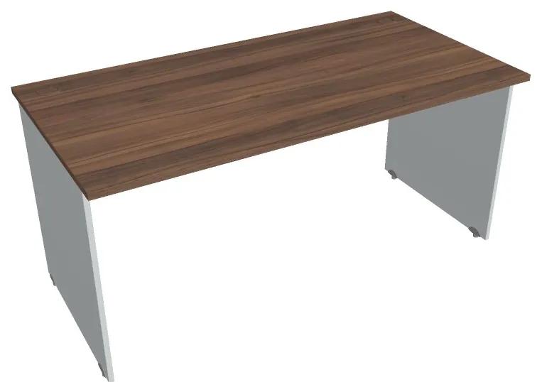 Stůl pracovní rovný 160 cm - Hobis Gate GS 1600 Dekor stolové desky: ořech, Dekor lamino podnože: šedá