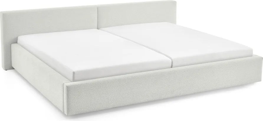 Bílá čalouněná dvoulůžková postel s úložným prostorem s roštem 200x240 cm Cube – Meise Möbel