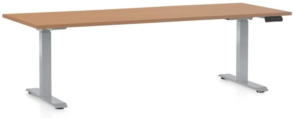 Výškově nastavitelný stůl OfficeTech D, 200 x 80 cm - šedá podnož Barva: Ořech