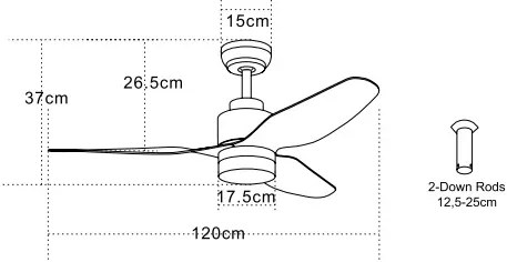 Zambelis Hector stropní ventilátor s LED osvětlením Barva: Matná bílá - javorové čepele