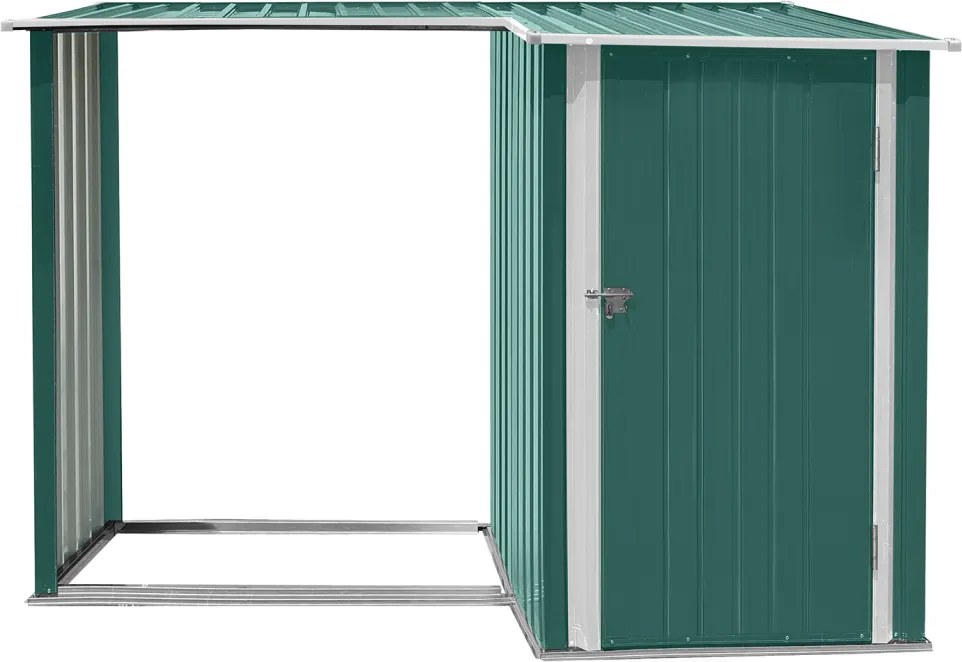 Přístřešek na dřevo s kůlnou, 200x104x159 cm, tmavě zelená, ARPOL TYP 1
