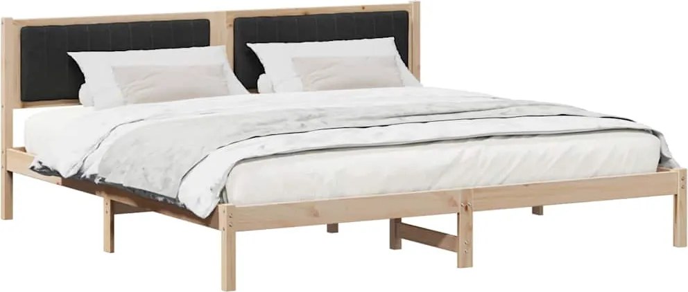 Rám postele s čelo Černá 200 x 200 cm Masivní borové dřevo 3394240