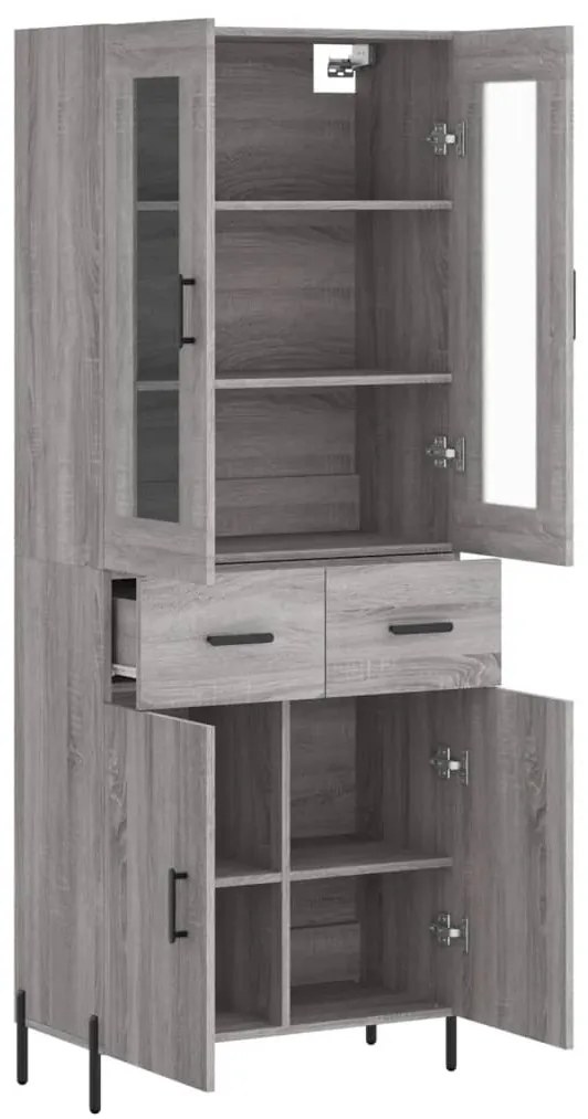 Skříň highboard šedá sonoma 69,5 x 34 x 180 cm kompozitní dřevo - Default Title