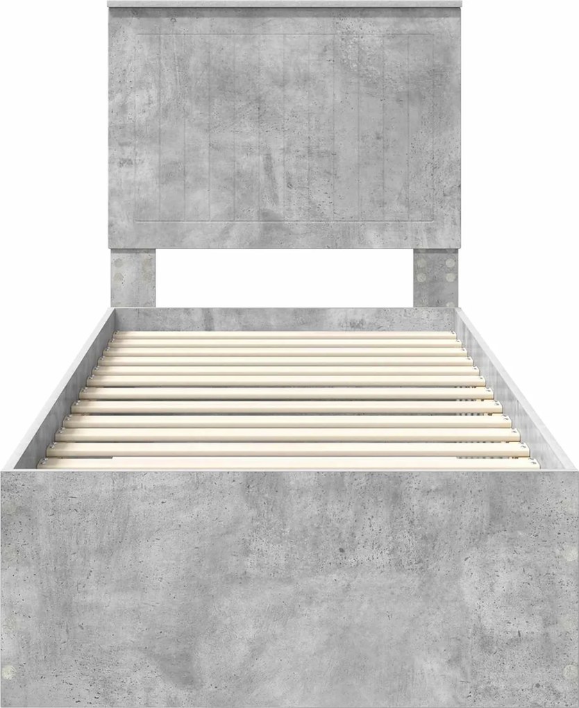 Rám postele se zásuvkou Betonově šedá a stříbrná 70 x 190 cm 3411371